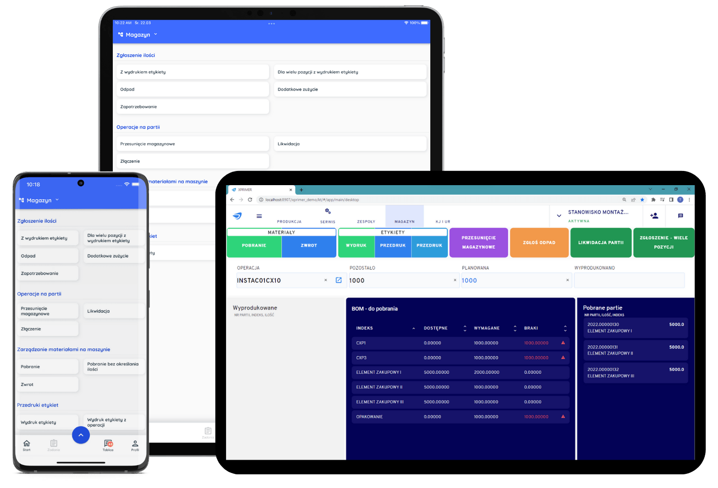 XPRIMER mobile app for production - eq system